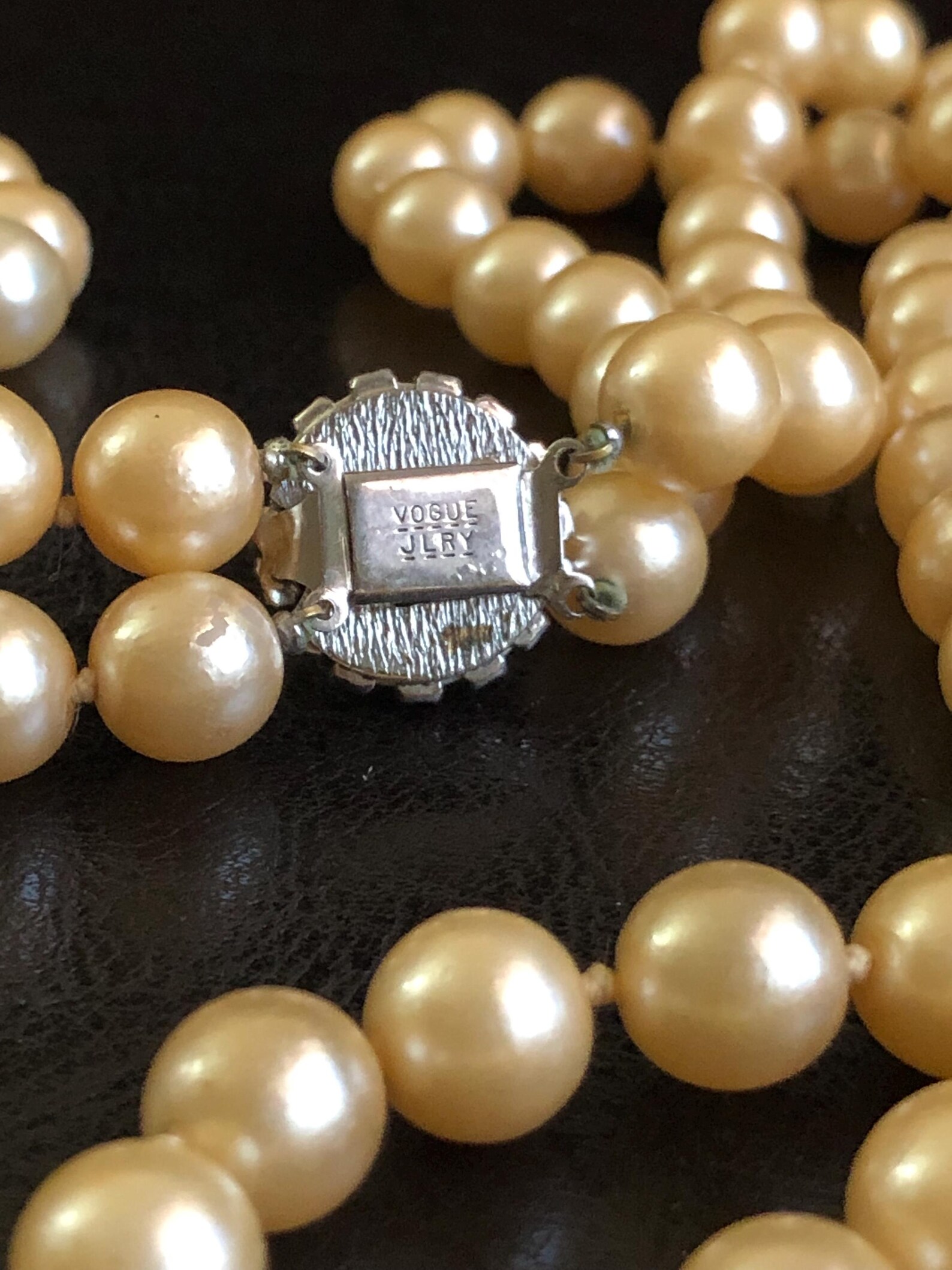 1940 - 1960 Signed VOGUE JLRY Glass Coated Pearls Double Strand ...