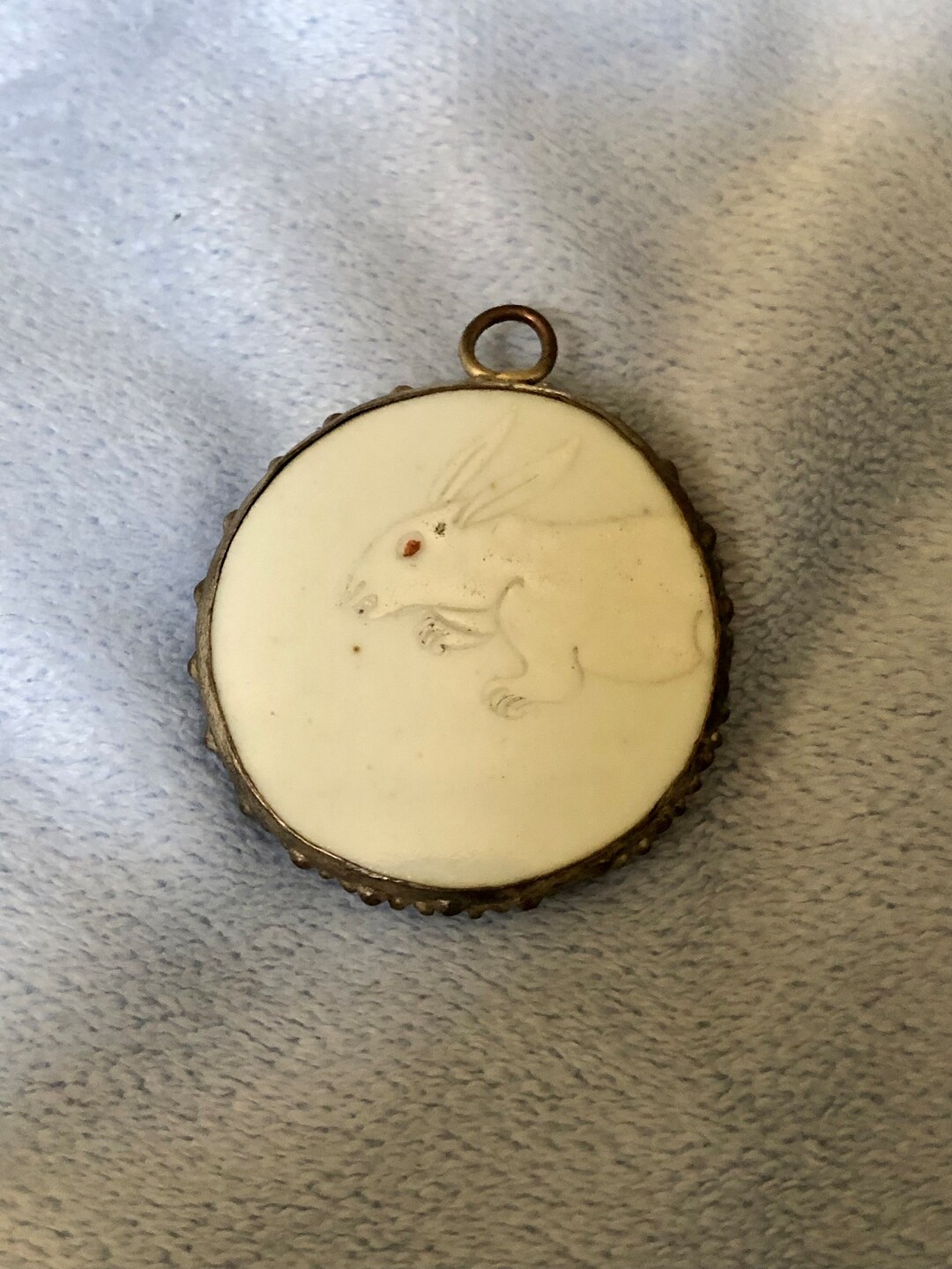 Antique Japanese White Red Eye Hare Rabbit Old Pottery Shard Pendant - Etsy