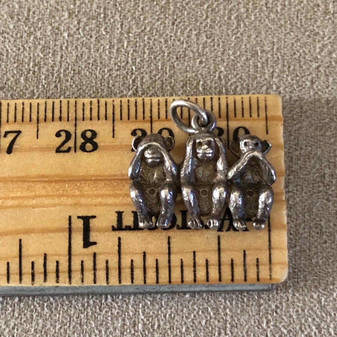 Older Vintage Sterling Triple Monkey Charm See Hear Speak No - Etsy