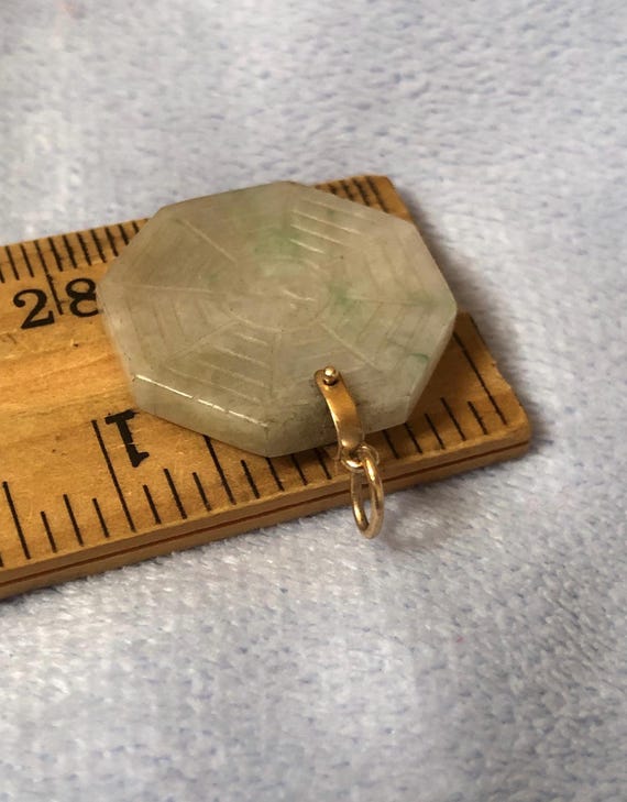 Antique Ying Yang 14K Carved Jade Spider Web Octagon … - Gem