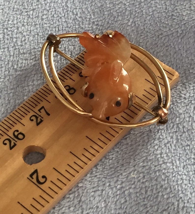 Signed Vintage H.S.B Harry S Bick Jade Fish Brooch Pin 12K Gold Filled ...