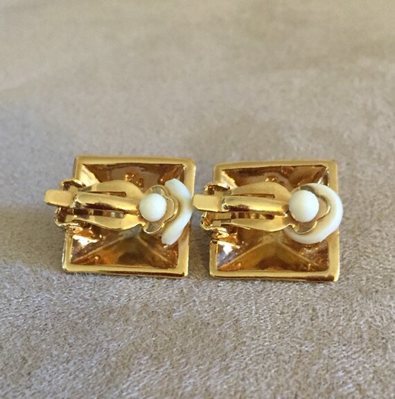 Classic Ralph Lauren RLL Pyramid Earrings Clip on - Gem