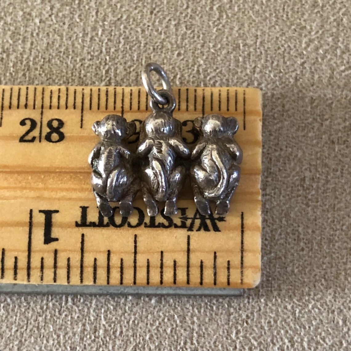 Older Vintage Sterling Triple Monkey Charm See Hear Speak No - Etsy
