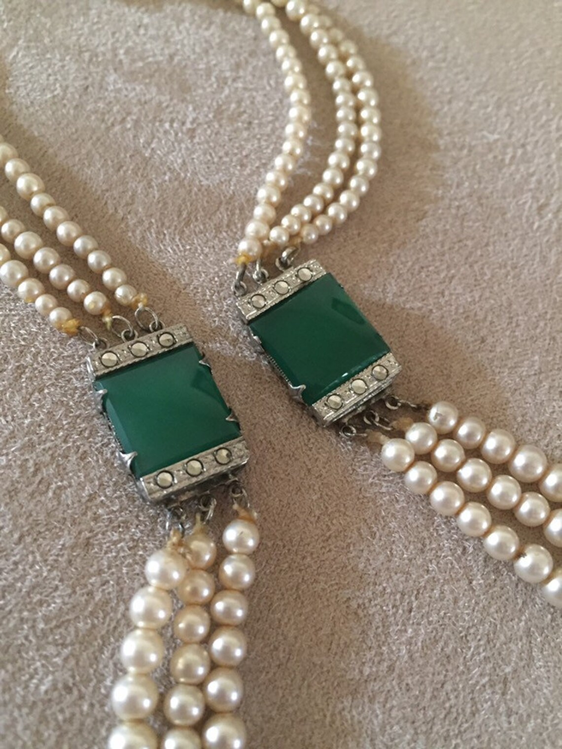 Art Deco Flappers Sterling Silver 3 Strand Pearl Collar Necklace W ...