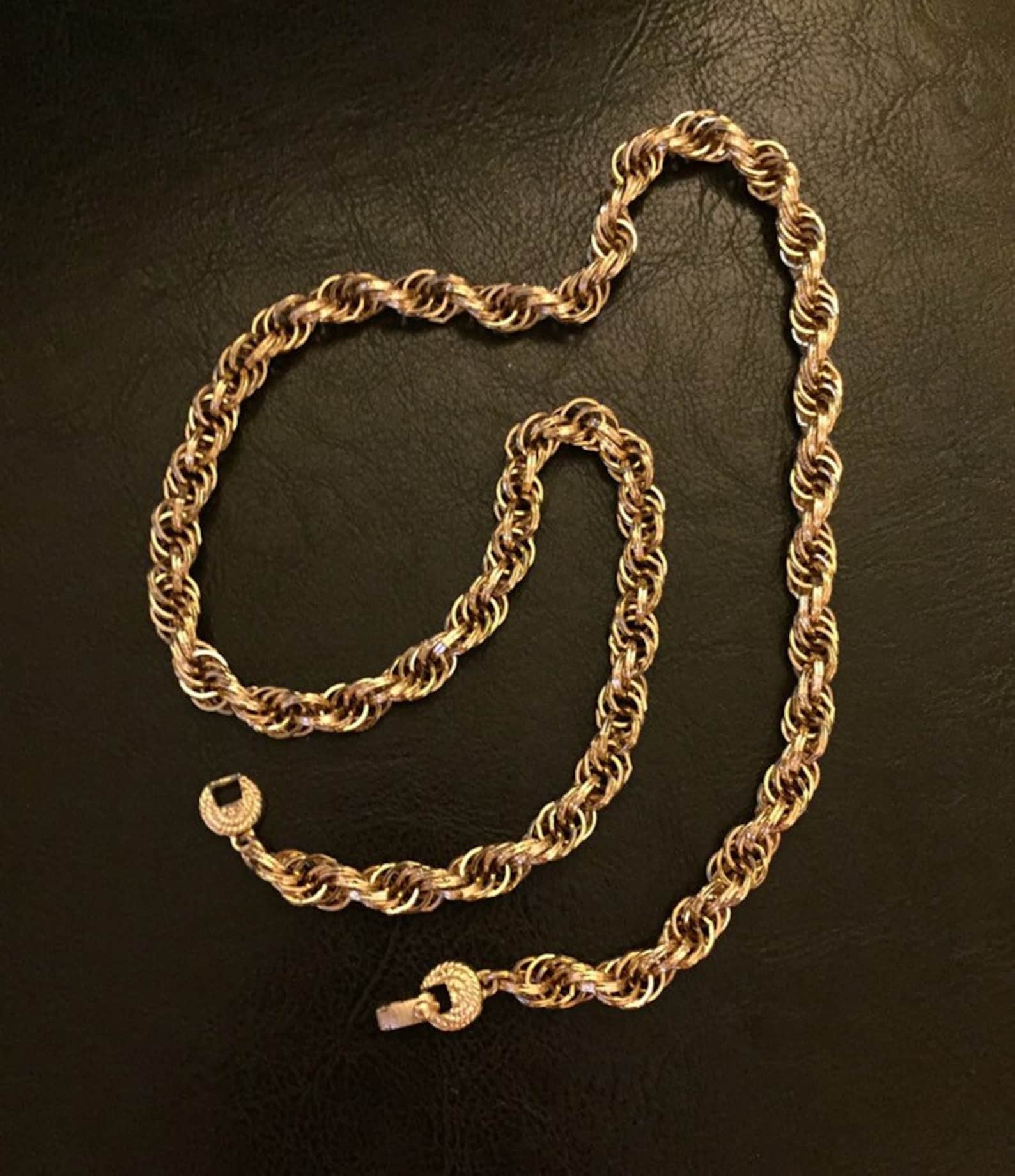 Vintage 1960’s - 1970’s Monet Chunky Rope Chain Necklace 24 Inch - Etsy