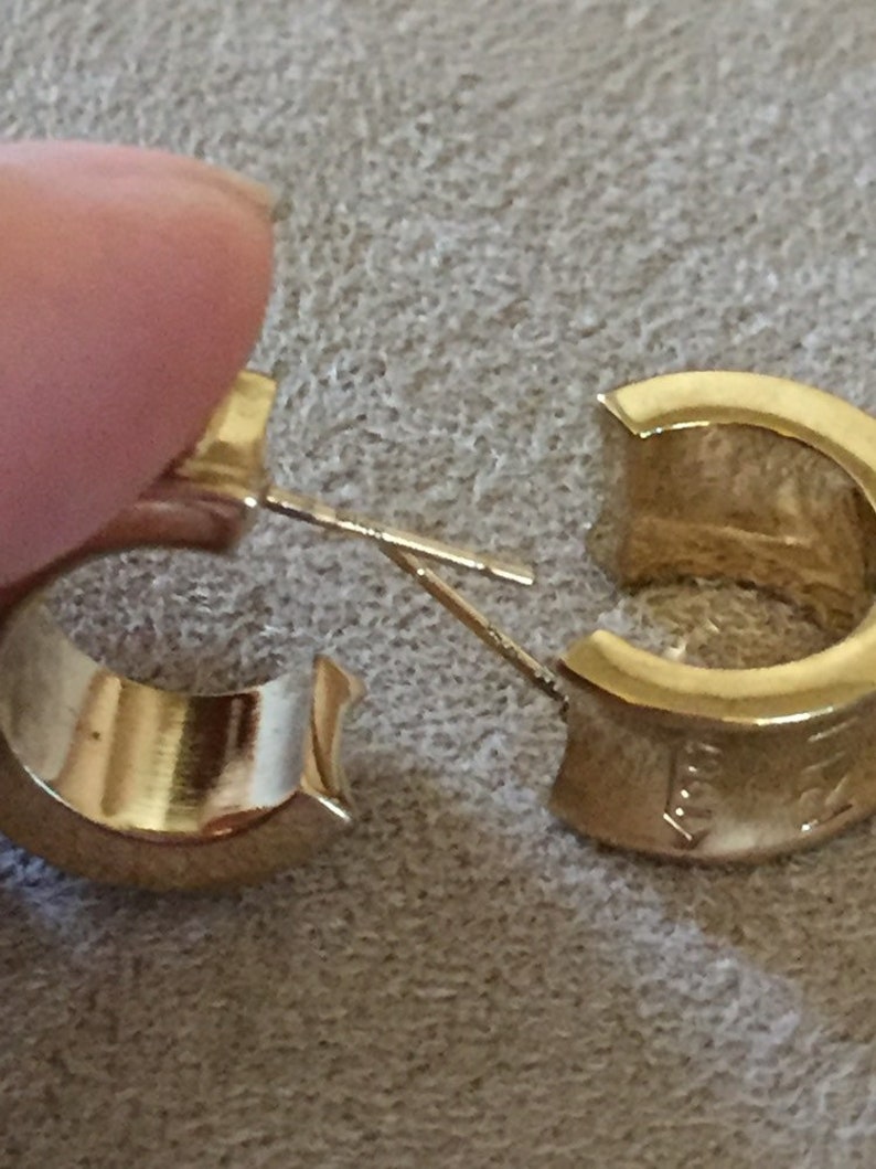 Ralph Lauren RLL 1967 Signet Wide Hoop Earrings Wide Huggie Hoops 14K ...