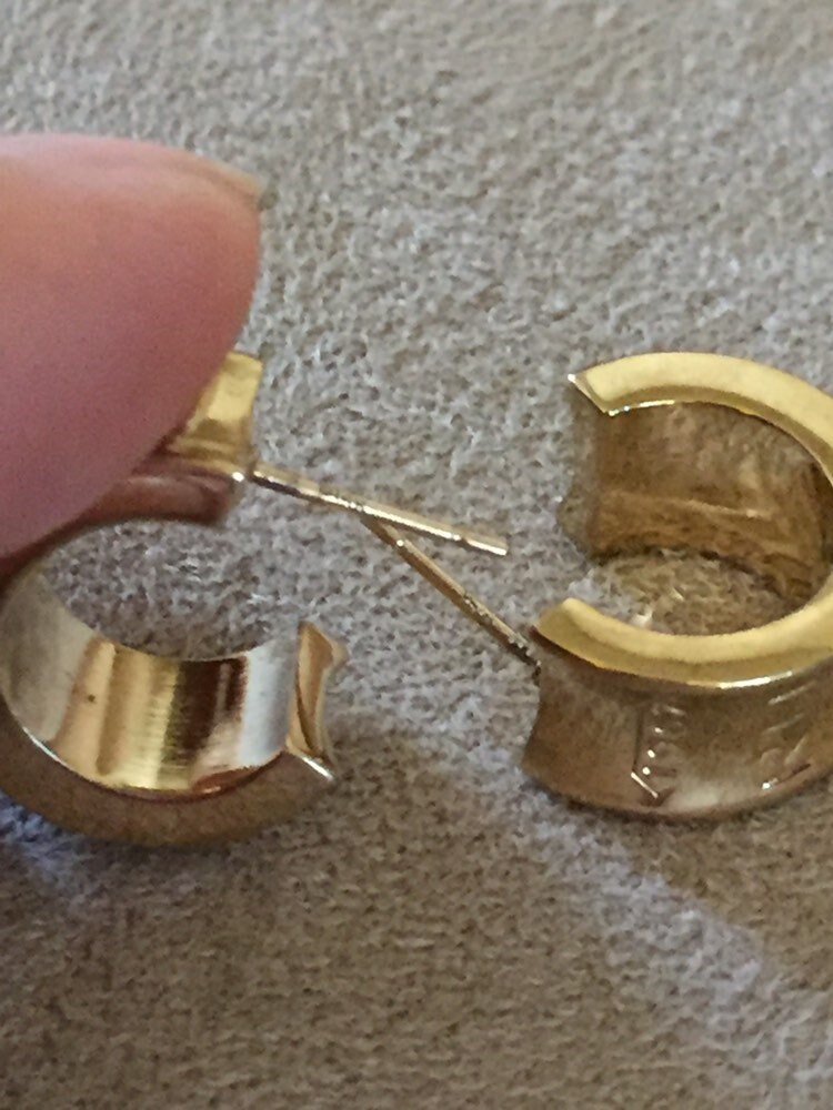 Ralph Lauren RLL 1967 Signet Wide Hoop Earrings Wide Huggie Hoops 14K ...