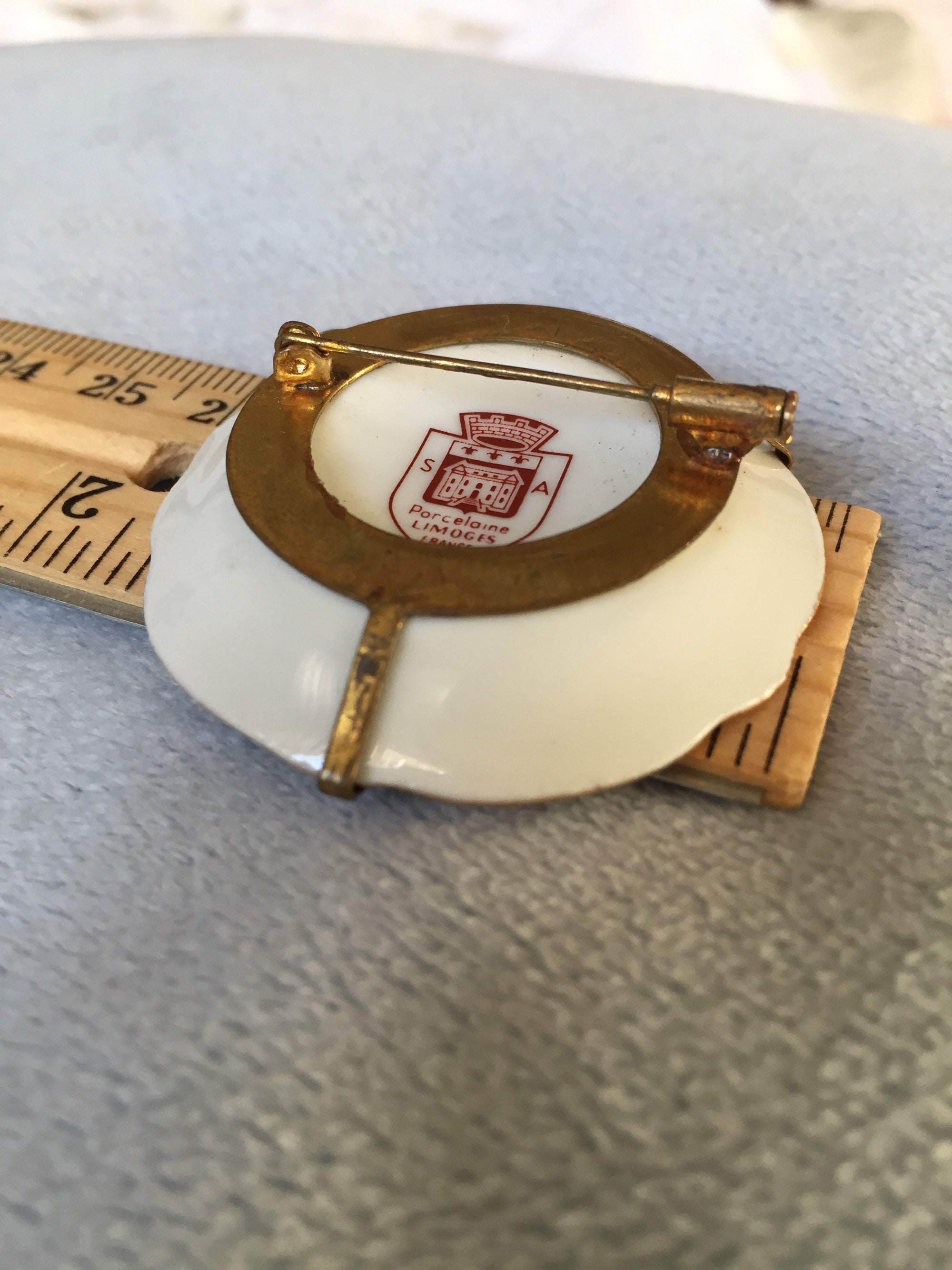 Antique Limoges France Pin Brooch W/lovers and Dog - Etsy