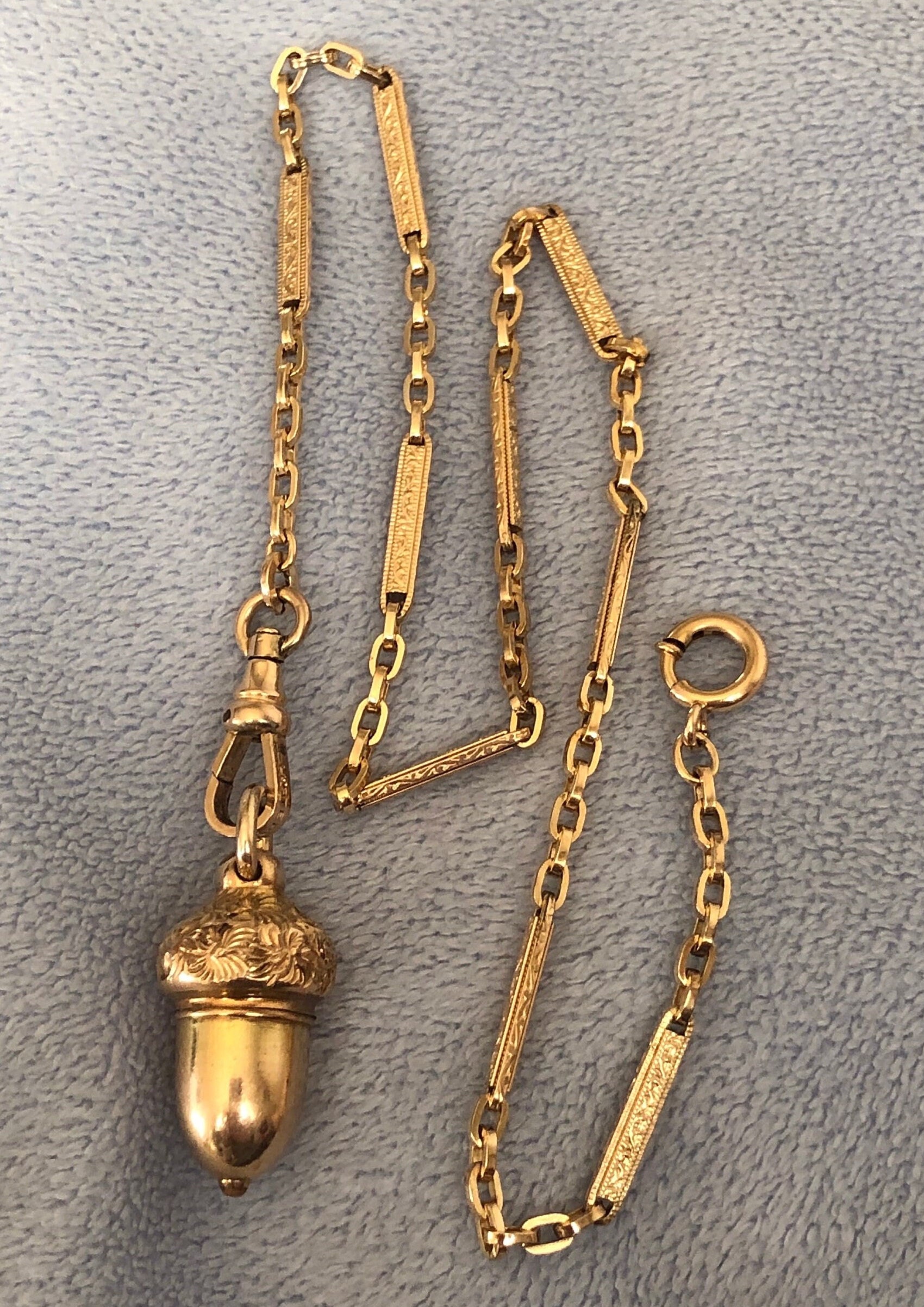 Victorian Pocket Watch Chain With Acorn Fob Rose Gold Filled - Etsy