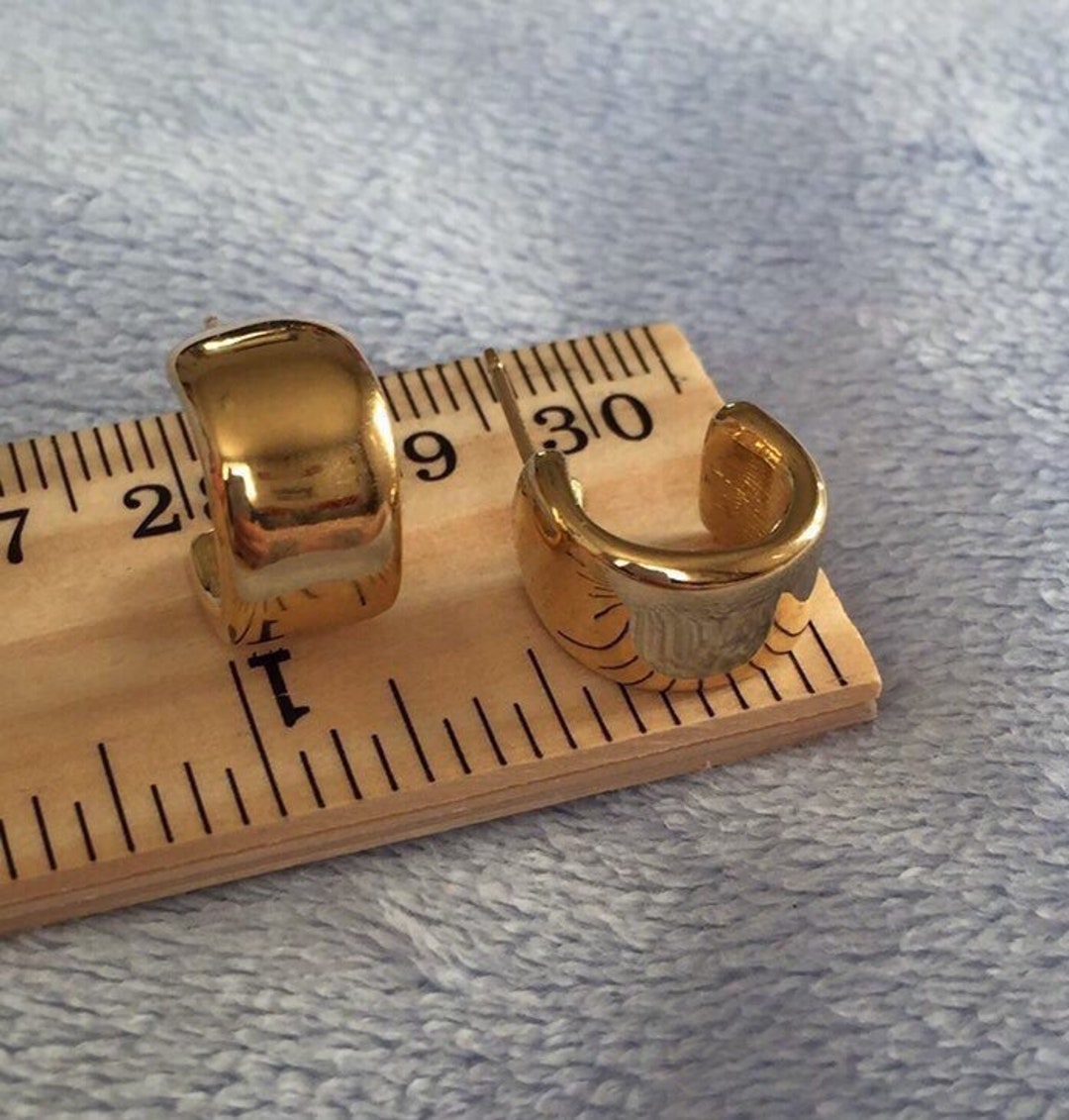 Rare Ralph Lauren RLL Earrings Wide Huggie Hoops 14K Posts - Etsy
