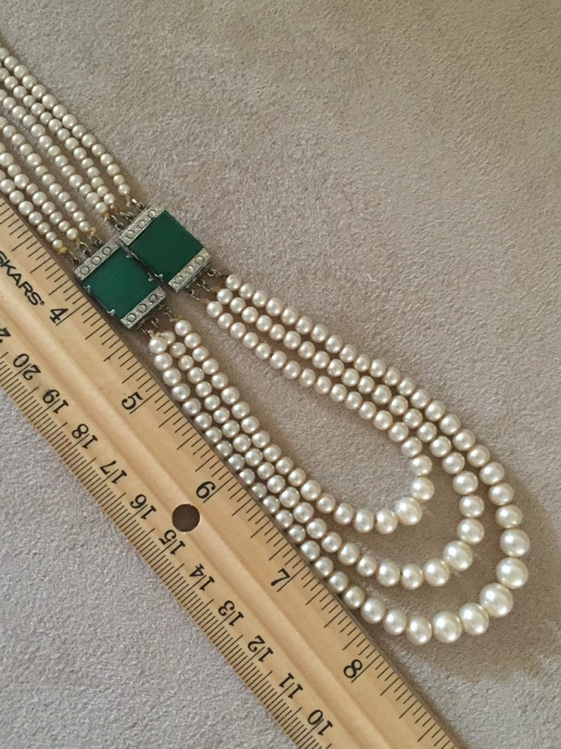 Art Deco Flappers Sterling Silver 3 Strand Pearl Collar Necklace W ...