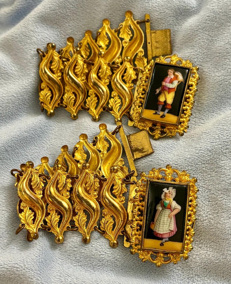 Antique 1830 Georgian Pinchbeck Hand-painted Portrait Collar Necklace ...