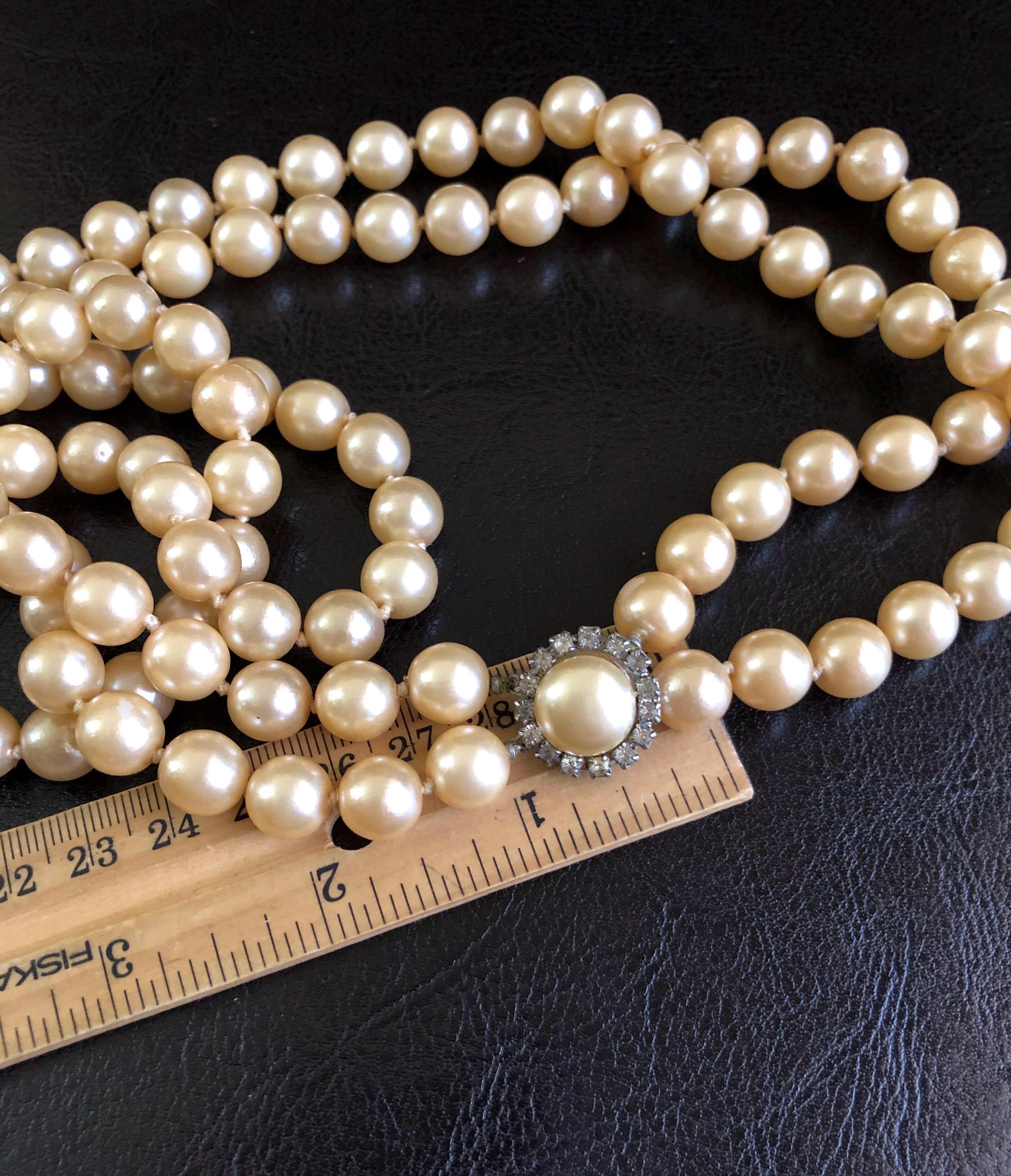 1940 - 1960 Signed VOGUE JLRY Glass Coated Pearls Double Strand ...