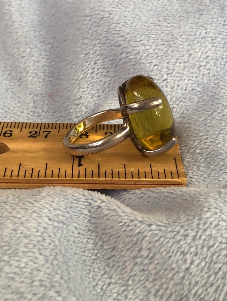 Vintage 1960 Sterling Yellow Lucite Ring Size 5.5 - Etsy
