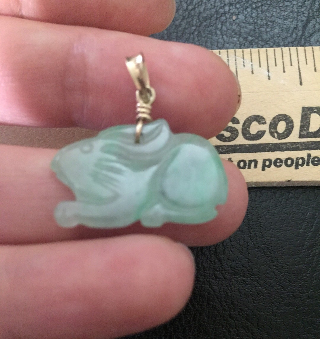 Translucent Green Carved Jade Rabbit Pendant - Etsy