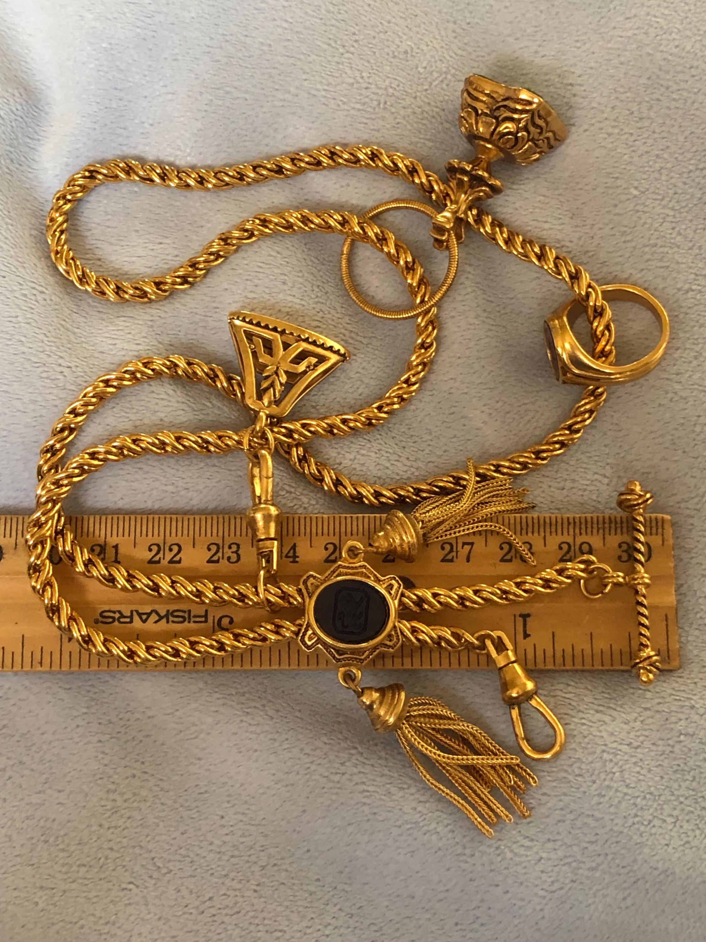 Rare Vintage Ralph Lauren Pocket Watch Slide Fob Rope Chain RLL ...