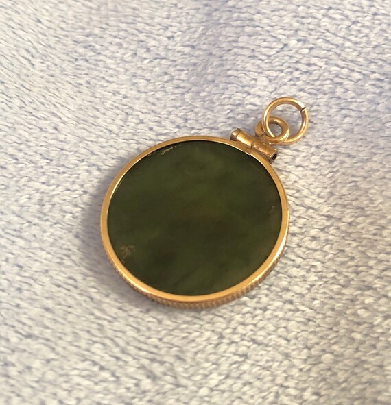 Gold Filled Spinach Jade Taurus Bull Coin Pendant - Gem