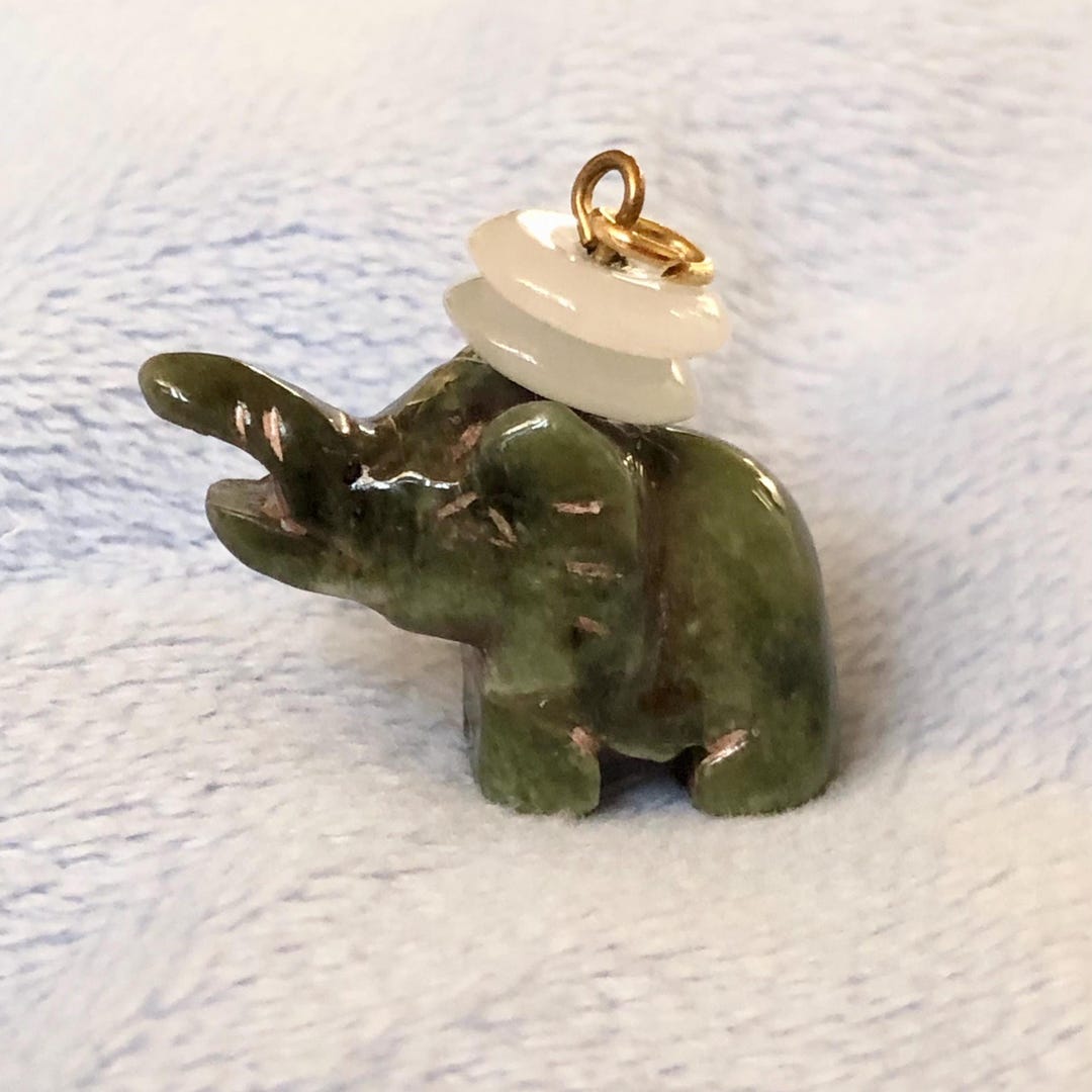 Tiny Double PI Disk Carved Jade Elephant Charm Pendent - Etsy
