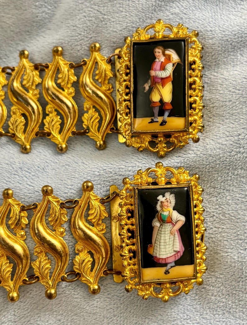 Antique 1830 Georgian Pinchbeck Hand-painted Portrait Collar Necklace ...
