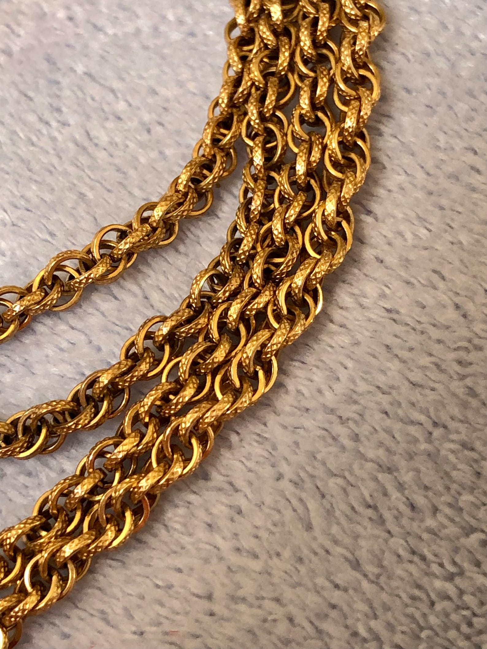1950 Vintage 12K Gold Filled Triple Link Rope Chain Necklace 1/20 12K ...