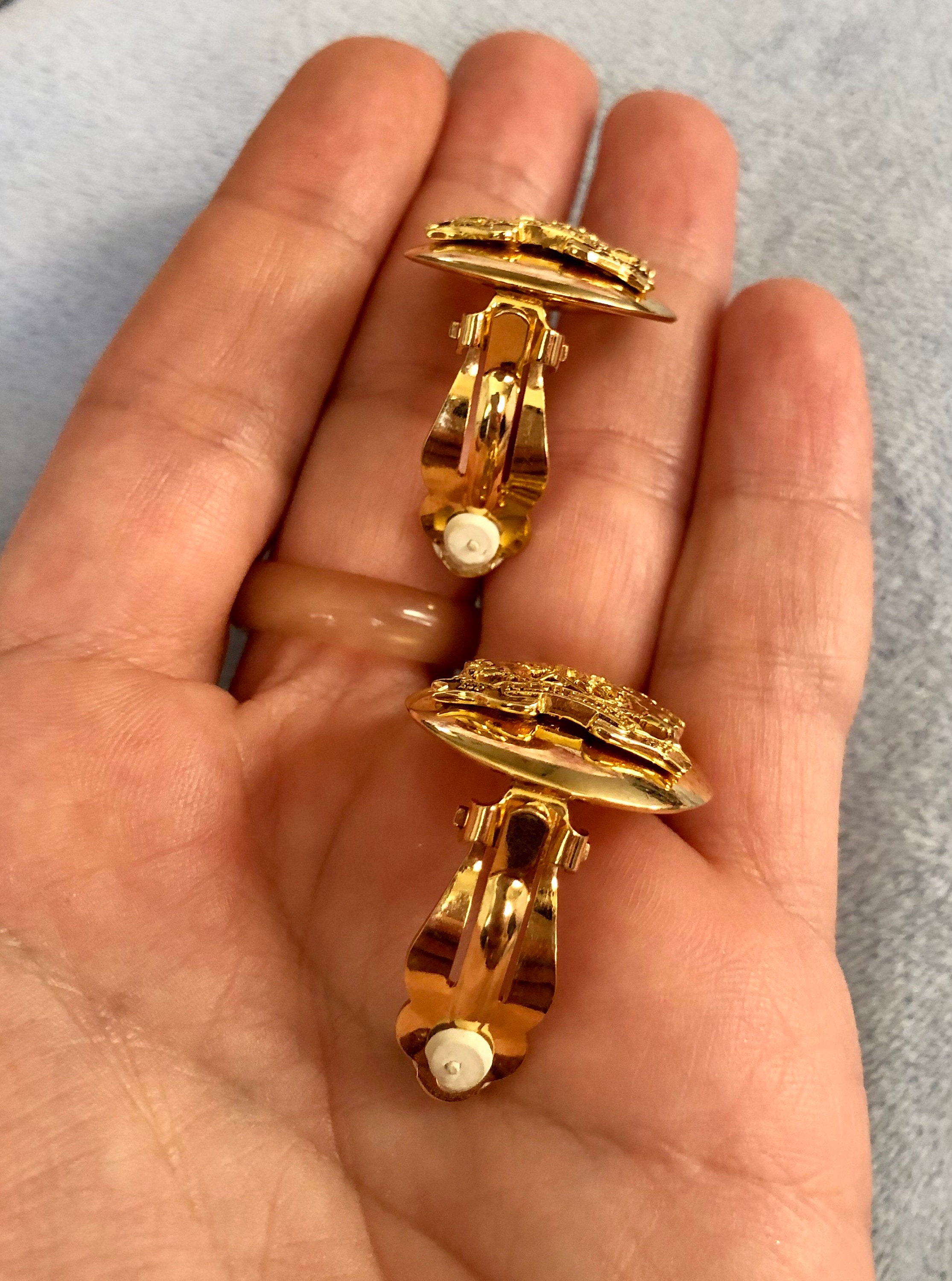 Vintage Original 1980's Ralph Lauren Equestrian RLL Lion Crest Earrings ...