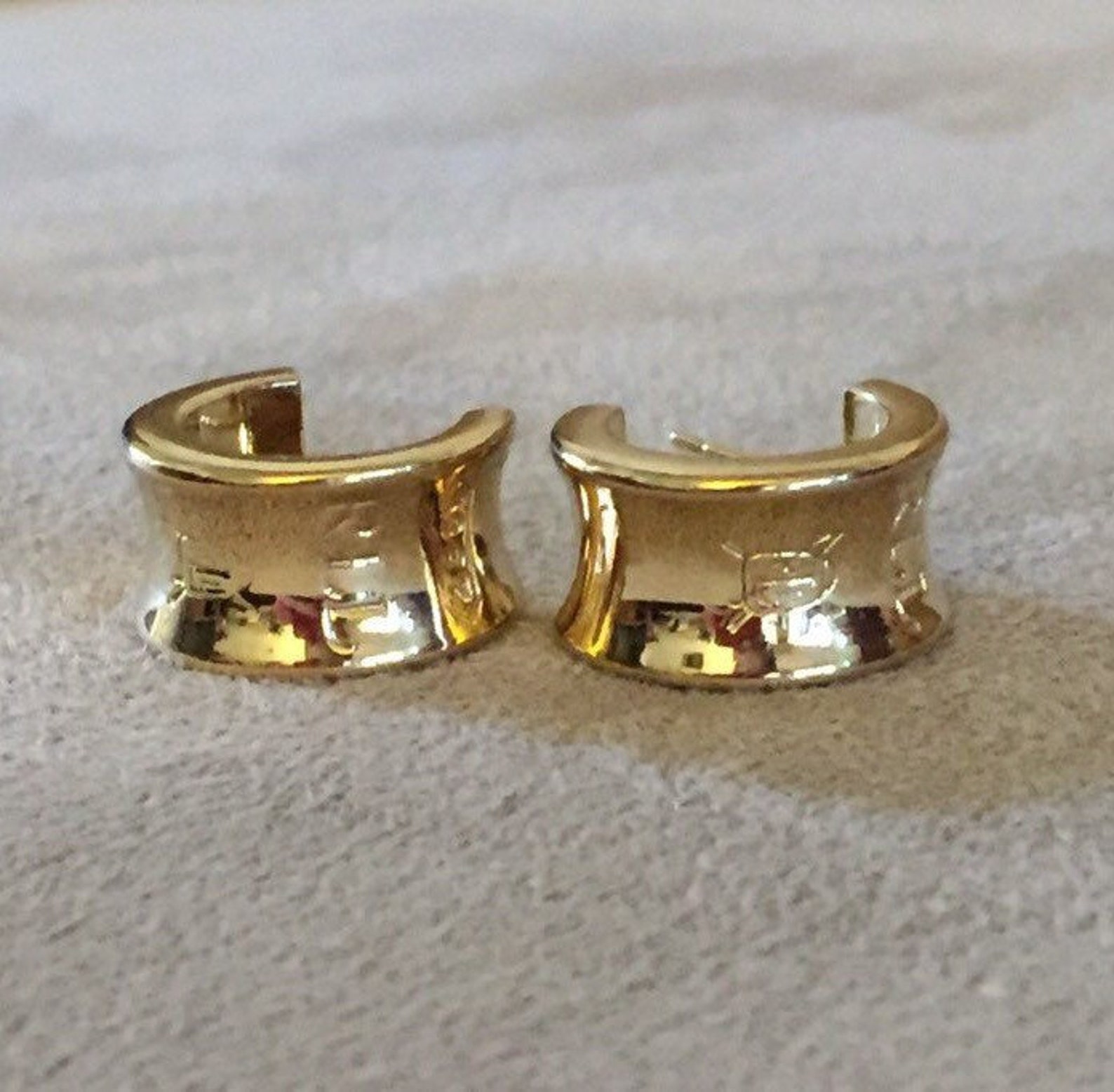 Ralph Lauren RLL 1967 Signet Wide Hoop Earrings Wide Huggie Hoops 14K ...