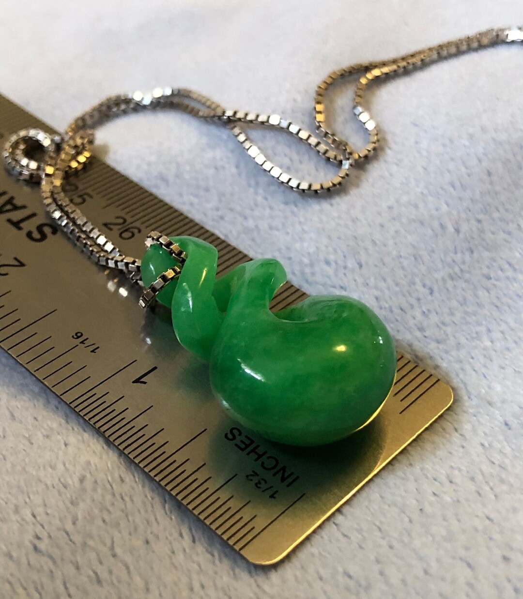 Carved 3D Love Knot Green Jade Pendant Necklace W/box Chain - Etsy