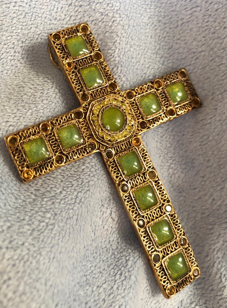 MMA Metropolitan Museum of Art Vintage Green Large Cross Pendant 3” - Etsy