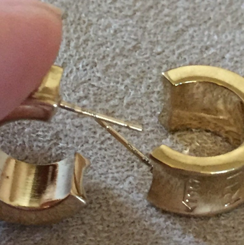 Ralph Lauren RLL 1967 Signet Wide Hoop Earrings Wide Huggie Hoops 14K ...