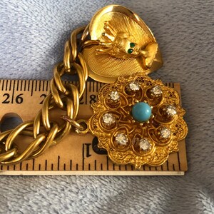 Vintage Germany Charm Bracelet Etruscan Floral and Angel Charms W/faux ...