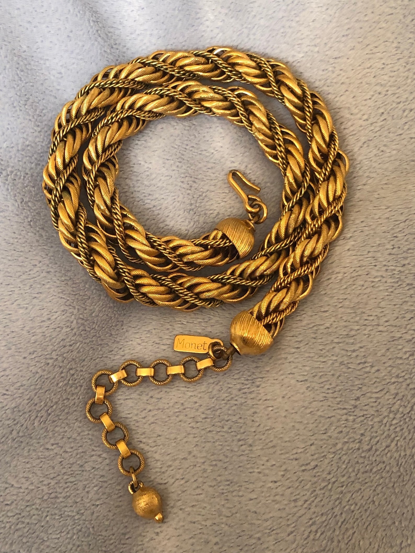 Vintage 1960-1970’s Monet Chunky Rope Chain Necklace 14-16 Inch - Etsy