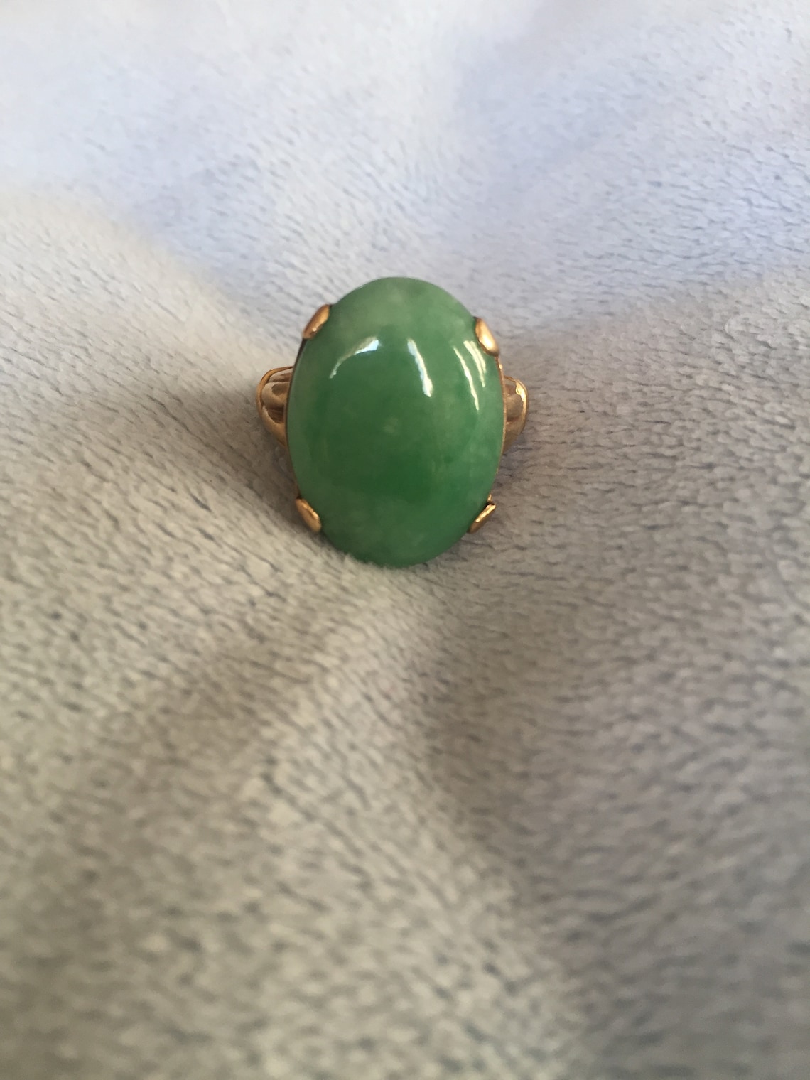 Art Deco Large Jade Ring 10K Solid Gold Size 5.5 - Etsy