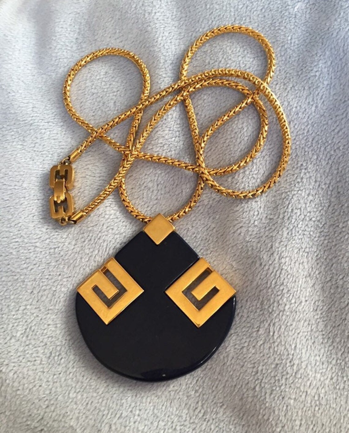Vintage 1978 Givenchy Logo Necklace W/givenchy Wheat Chain | Etsy