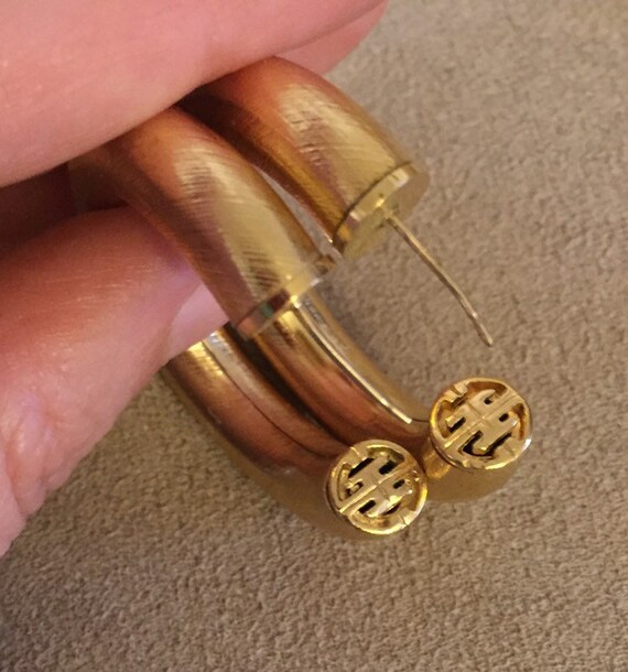 1990’s Bijoux vintage Givenchy Hoop Earrings Brushed … - Gem