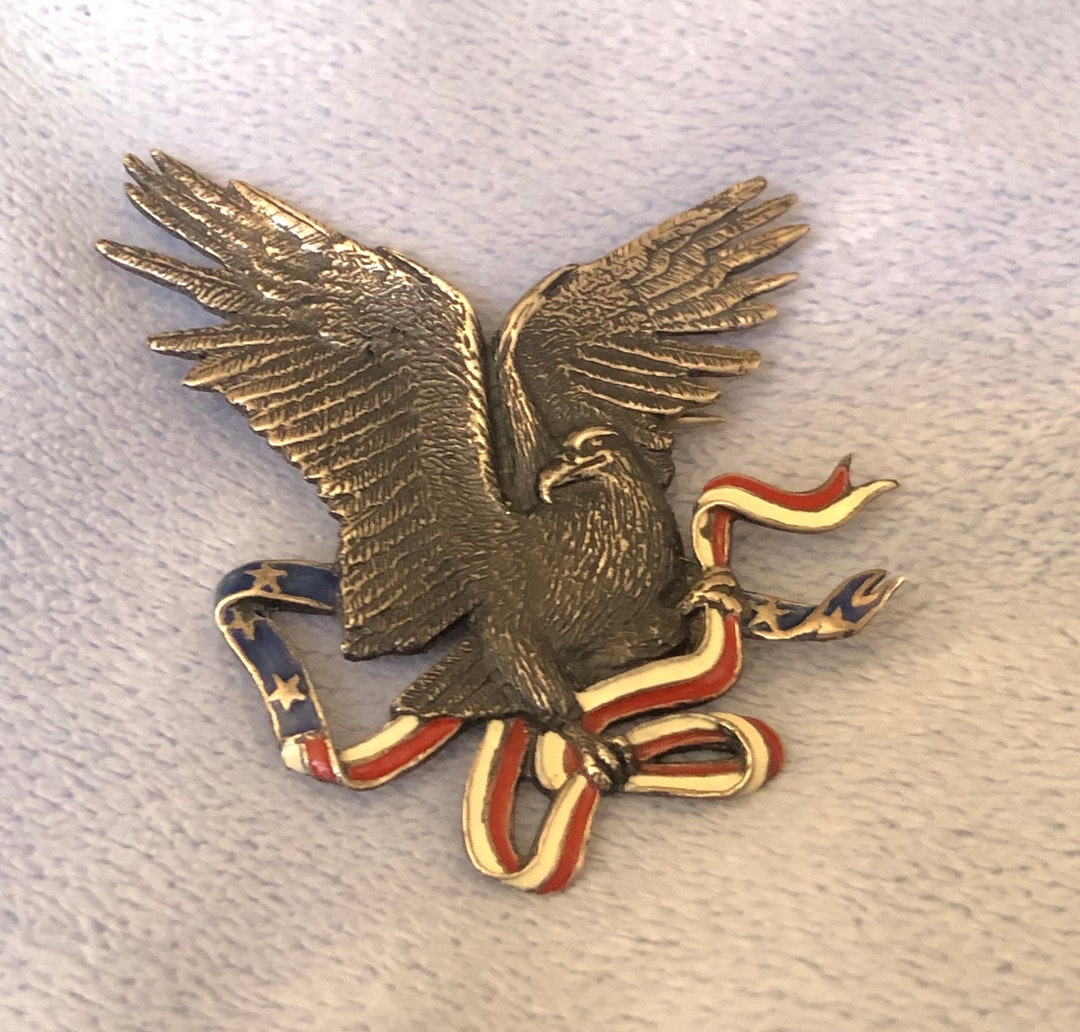 Antique Victorian American Enameled Flag Eagle Brooch C Clasp Pin - Etsy