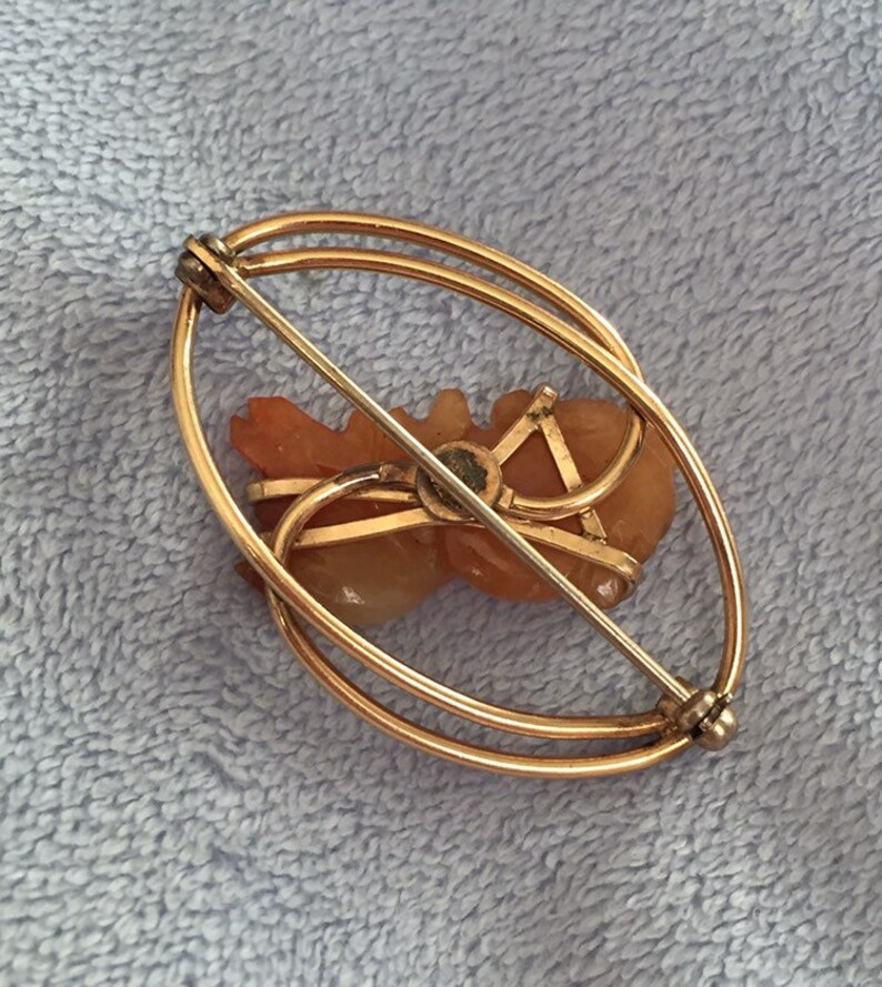 Signed Vintage H.S.B Harry S Bick Jade Fish Brooch Pin 12K Gold Filled ...