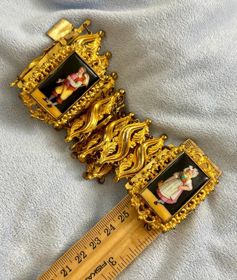 Antique 1830 Georgian Pinchbeck Hand-painted Portrait Collar Necklace ...