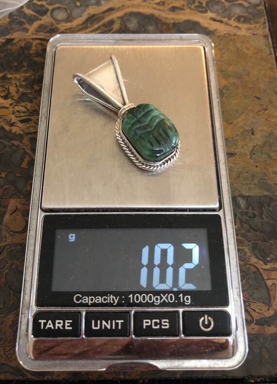 Art Deco Sterling silver Carved Green Verdite Stone E… - Gem