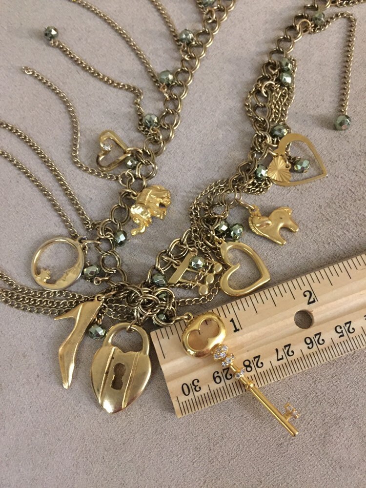 Vintage Double Sided Charm & Chains Necklace - Etsy