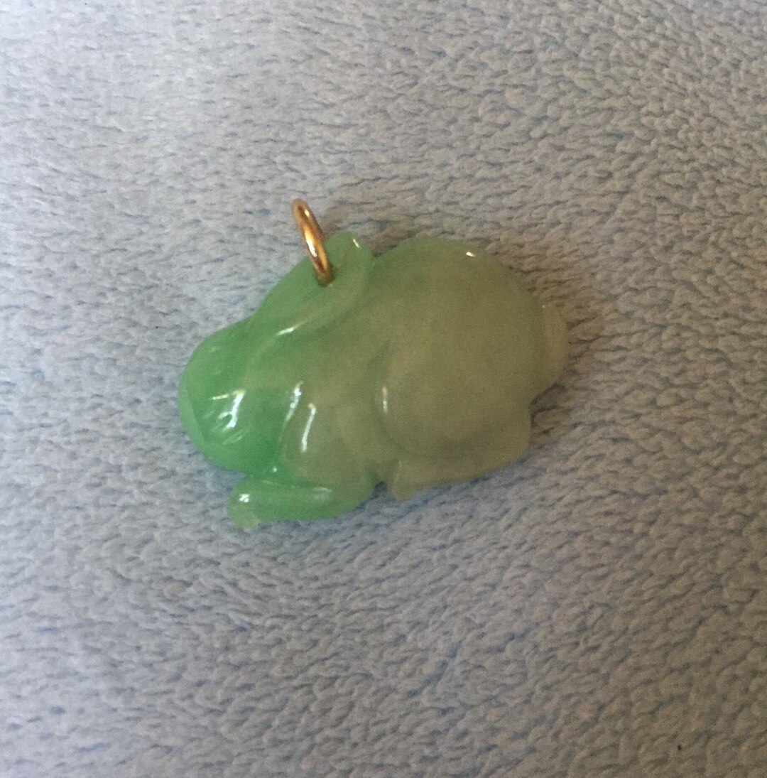 Apple Green Carved Rabbit Jade Pendant - Etsy