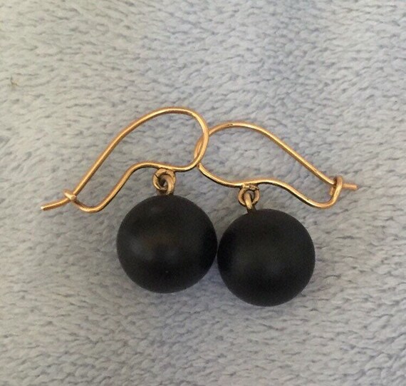Victorian French Jet Orb Rose Gold Earrings plain - Gem