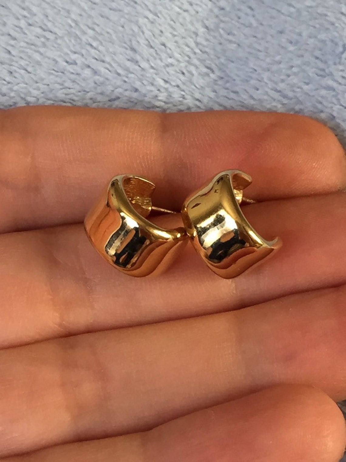 Rare Ralph Lauren RLL Earrings Wide Huggie Hoops 14K Posts - Etsy