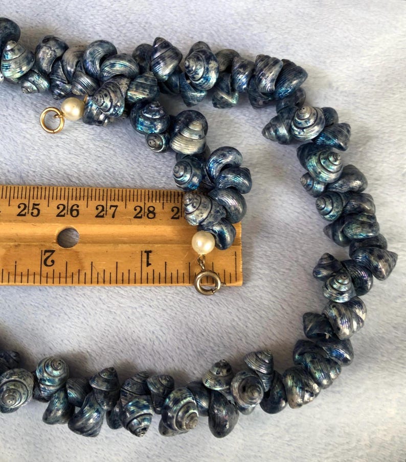 Tasmanian Mariner Blue Iridescent Trochus Shell Necklace Tiny Sea Snail ...