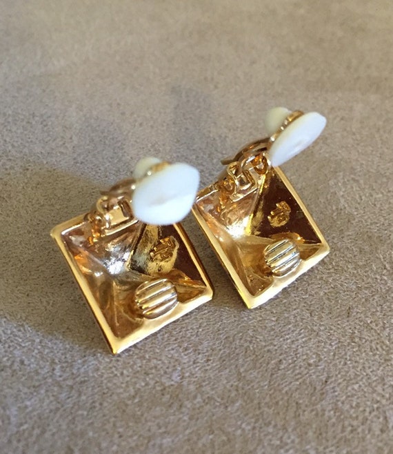 Classic Ralph Lauren RLL Pyramid Earrings Clip on - Gem