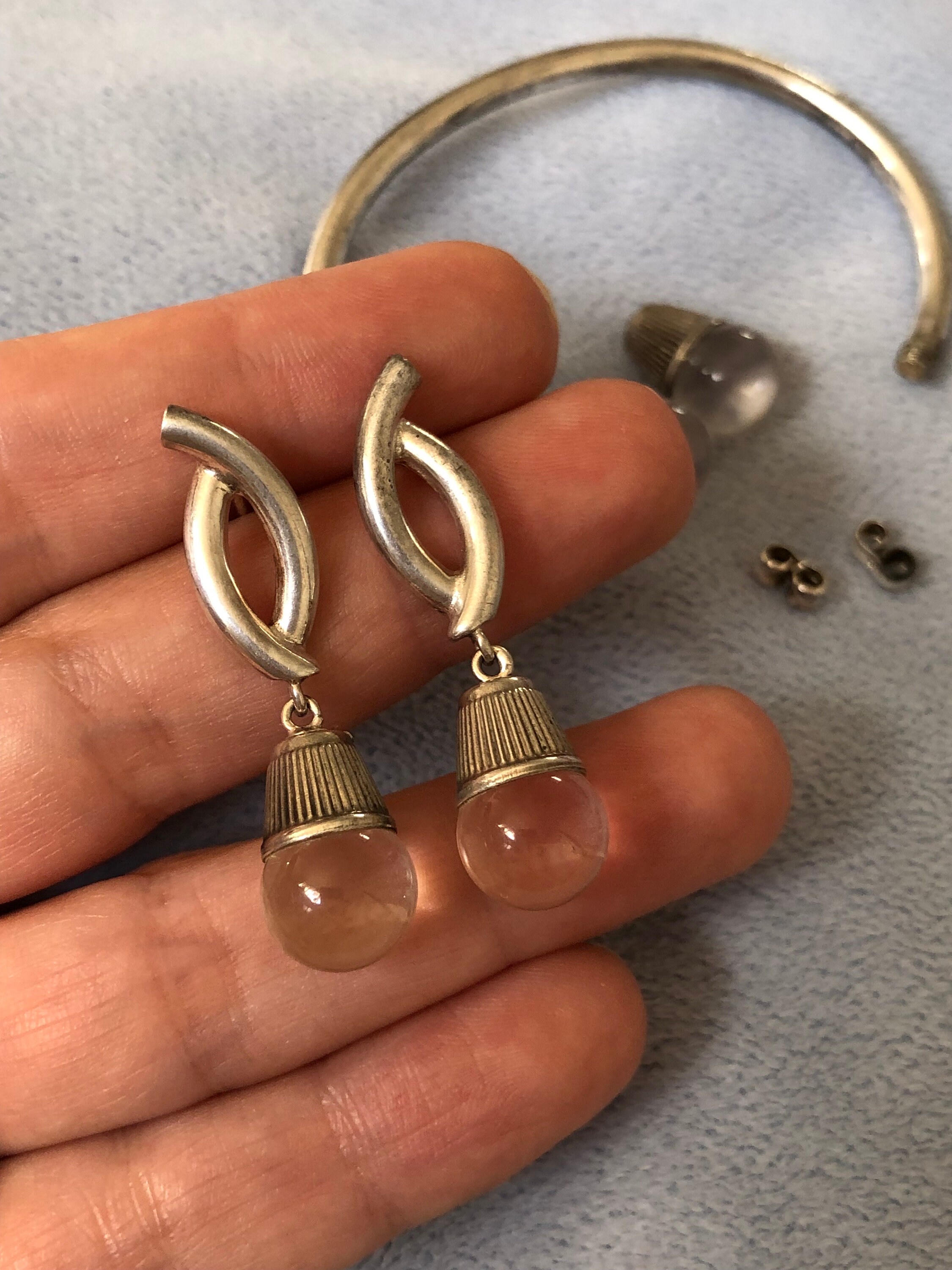 Vintage 1960 Modernist Pools of Light Crystal Bracelet and Earrings Set ...