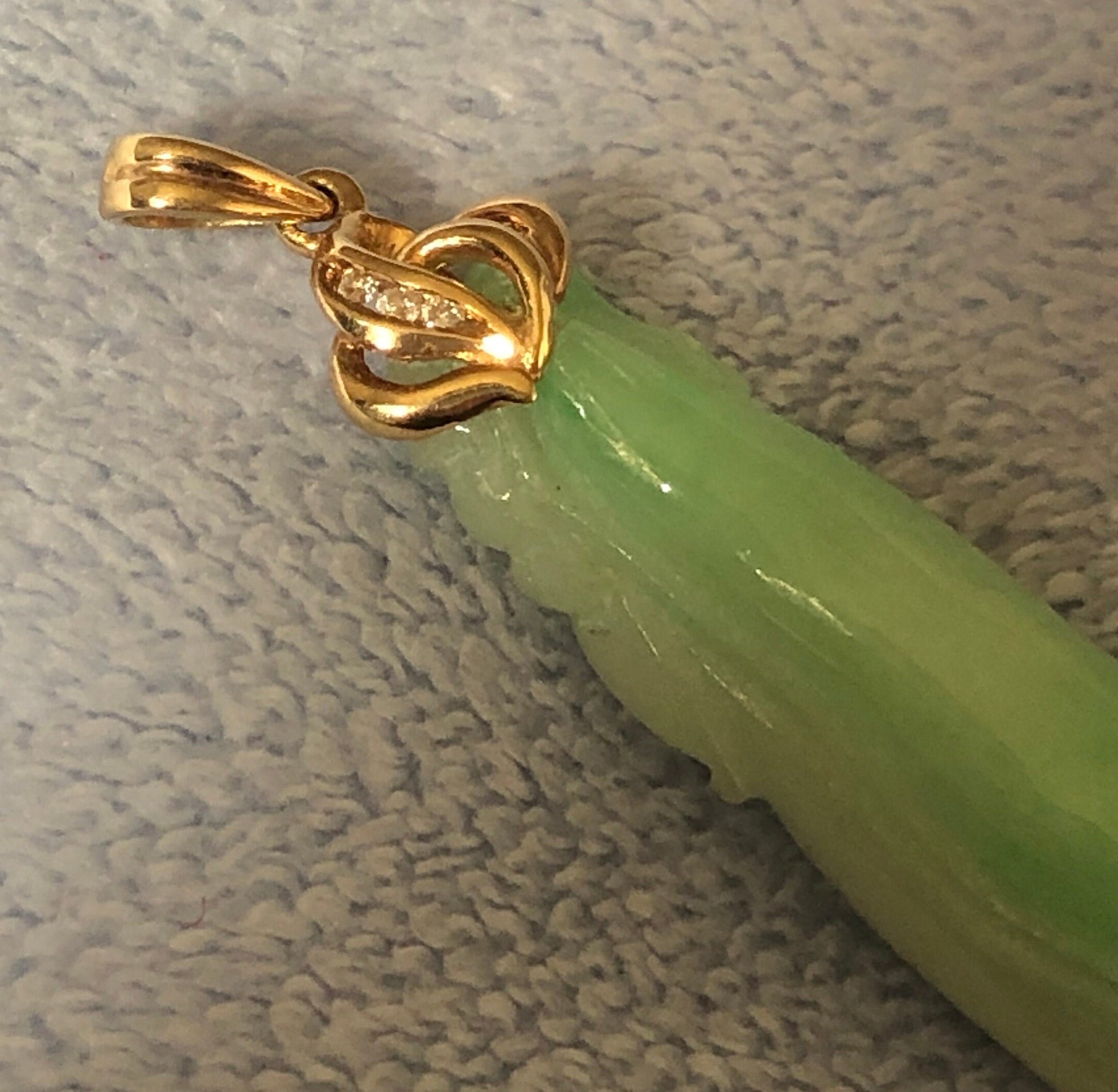 Apple Green Jade 18K 750 Pendent W/channel Set Diamonds - Etsy