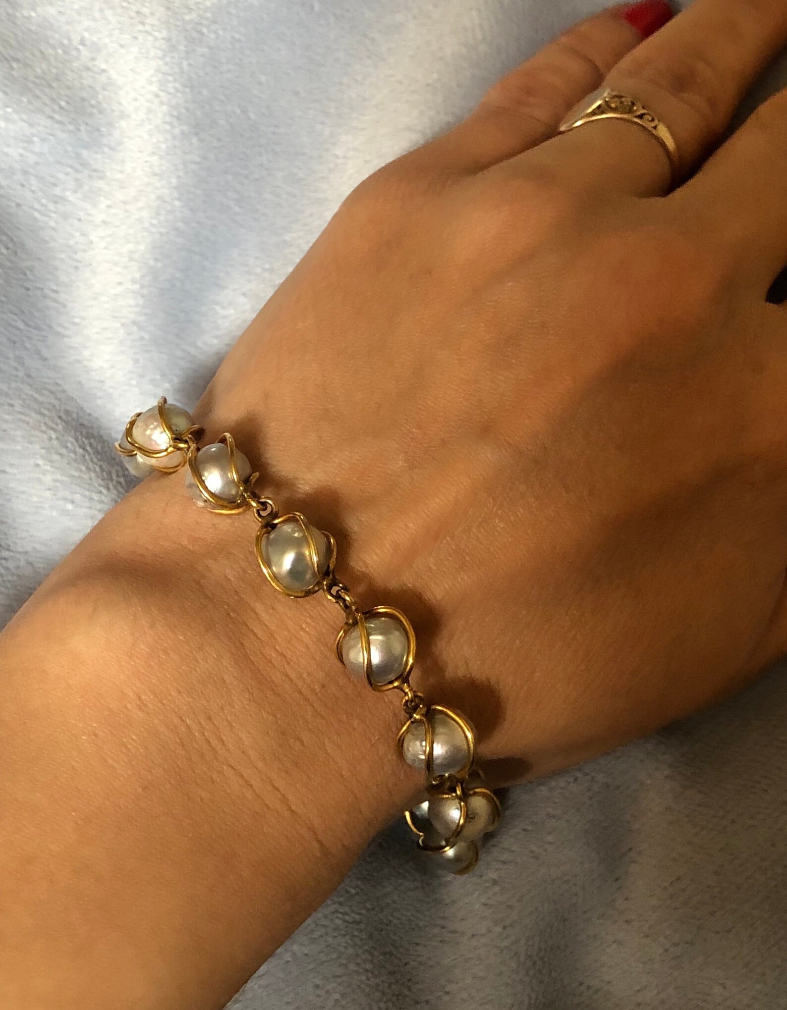 Antique Natural Caged Pearl Bracelet 7.5 - Etsy
