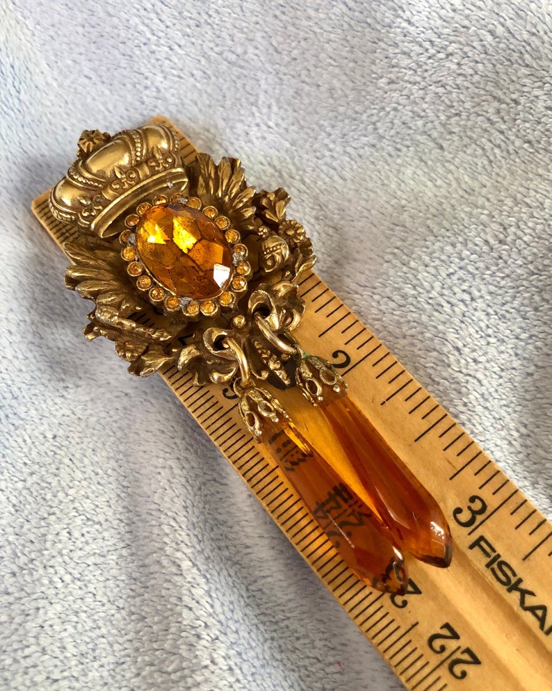 Vintage 1940-1960 Victorian Revival Heraldic Crown Pendent W/glass ...