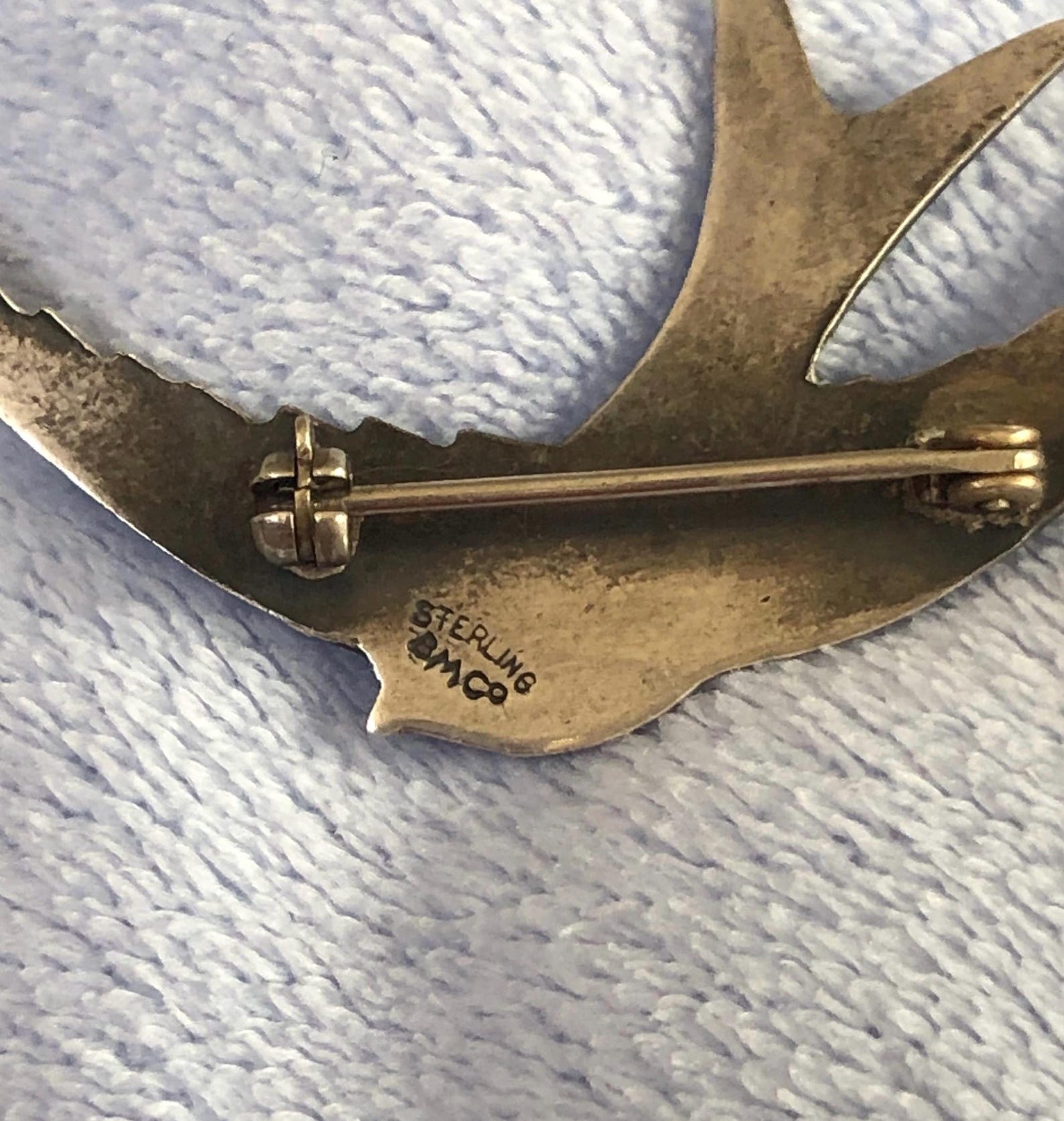 Art Deco 1920 Breadner Mfg. Co. Sterling Blue Bird Swallow Pin Brooch ...