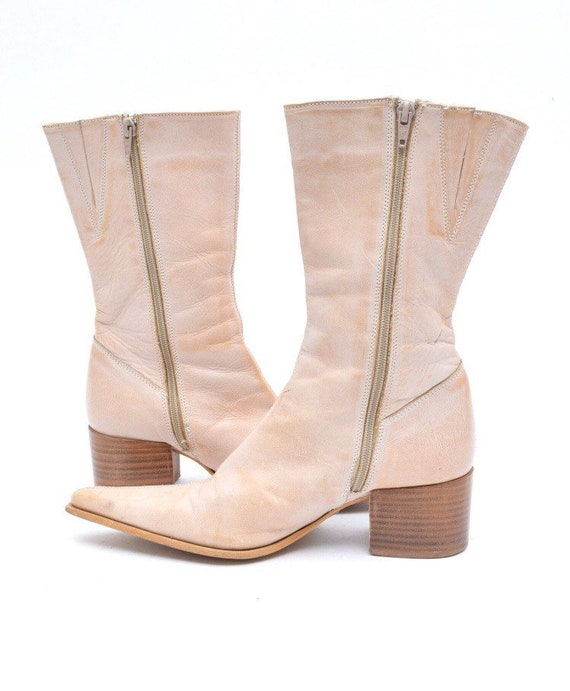 Vintage Leather Brigitte Bardot's Style Mod Boots Siz… - Gem